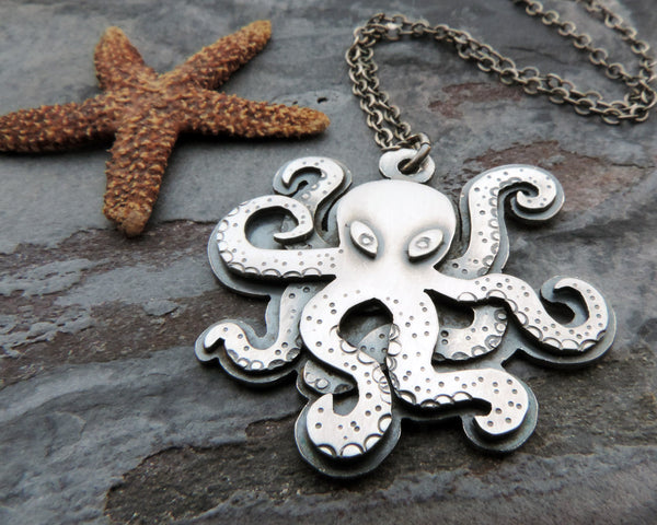 Sterling Silver Octopus Necklace - A Twist of Whimsy