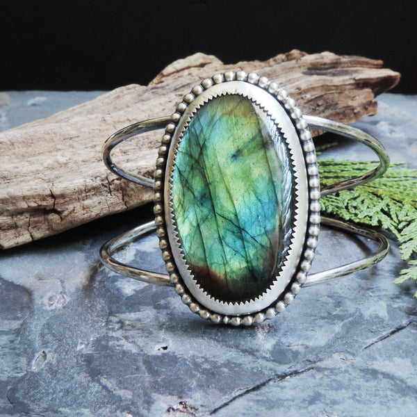 Labradorite Sterling Silver Cuff Bracelet - Statement Jewelry - A Twist ...