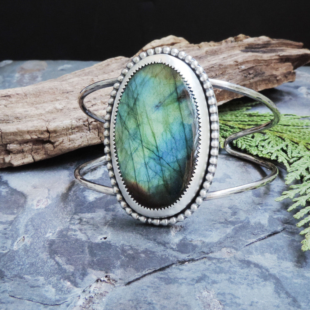 Labradorite Sterling Silver Cuff Bracelet - Statement Jewelry - A Twist ...