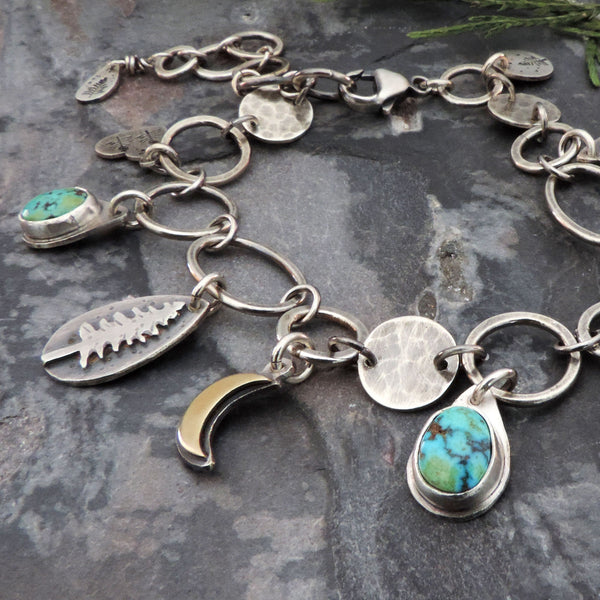 Sterling Silver Pine Tree Charm Bracelet - A Twist of Whimsy