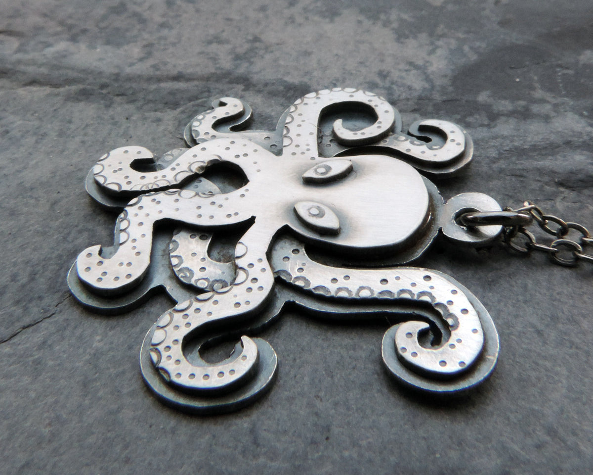 Sterling Silver Octopus Necklace - A Twist of Whimsy