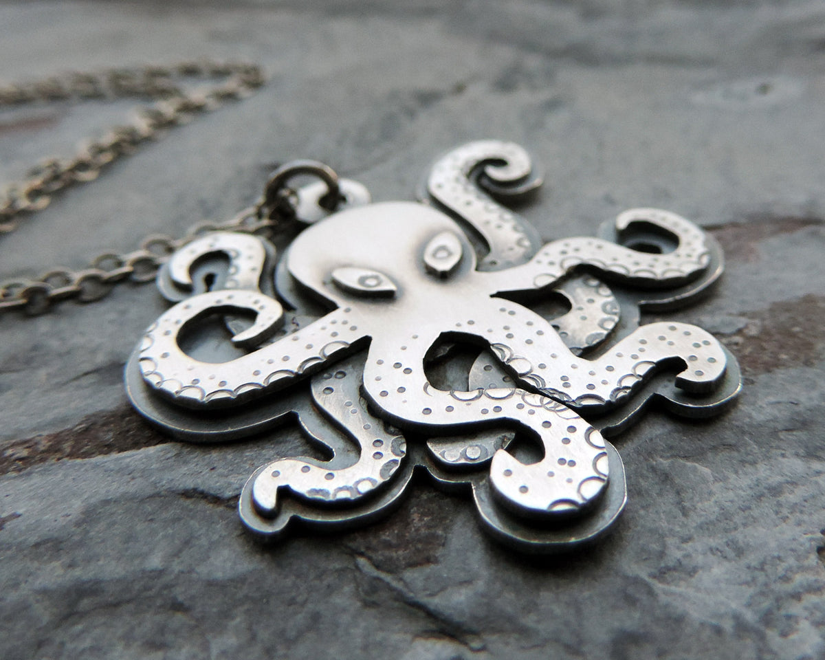 Sterling Silver Octopus Necklace - A Twist of Whimsy