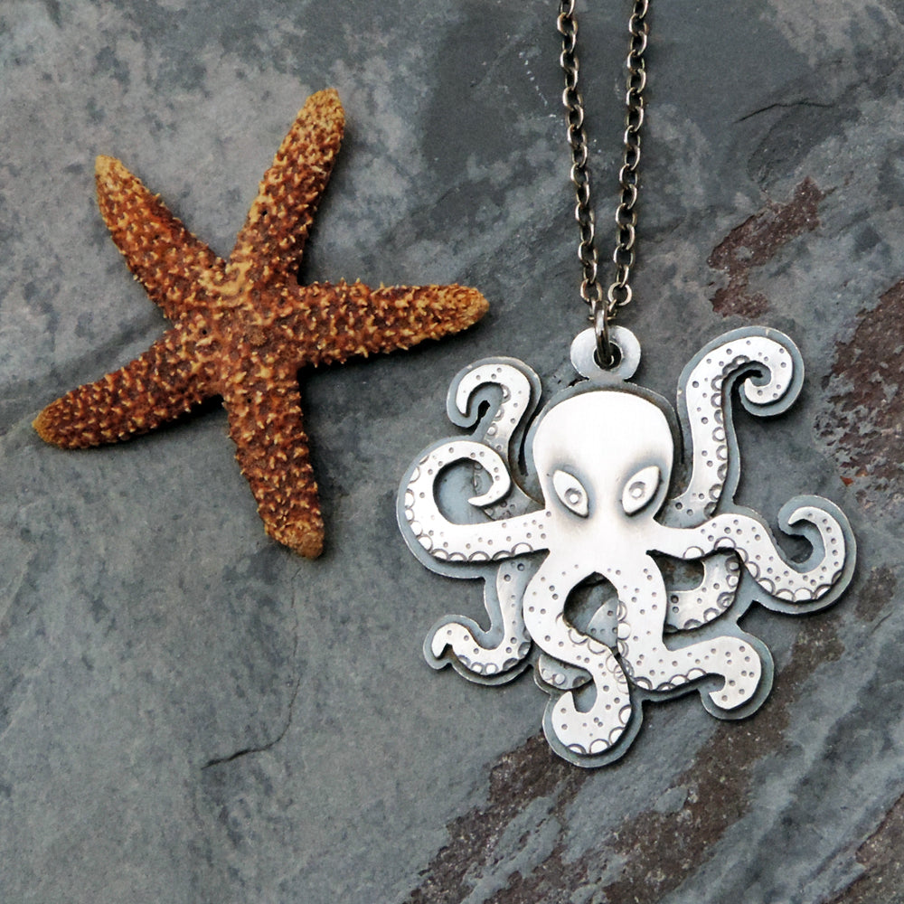 Sterling Silver Octopus Necklace - A Twist of Whimsy